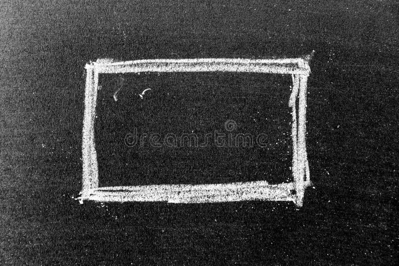 White Chalk Hand Drawing in Square or Banner Shape on Black Board ...
