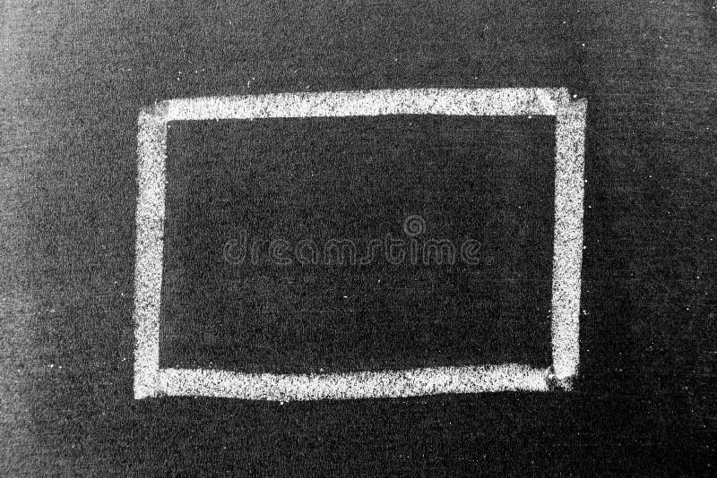 White Chalk Hand Drawing in Square or Banner Shape on Black Board ...