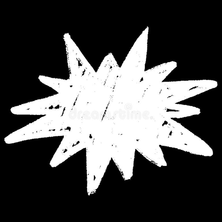 White Chalk Shape with Zigzag Outline on Black, Vector Comic Speech ...