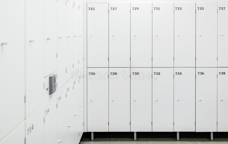 Lockers with Electronic Locks and Fingerprint Scanners in Modern Bright ...
