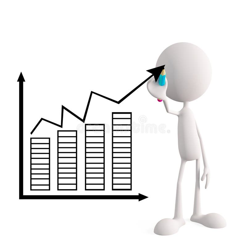 White character with graph stock illustration. Illustration of creative ...