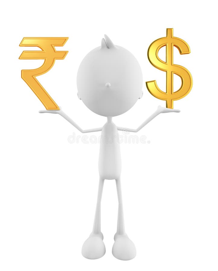 White Character with Rupee and Dollar Sign Stock Illustration ...