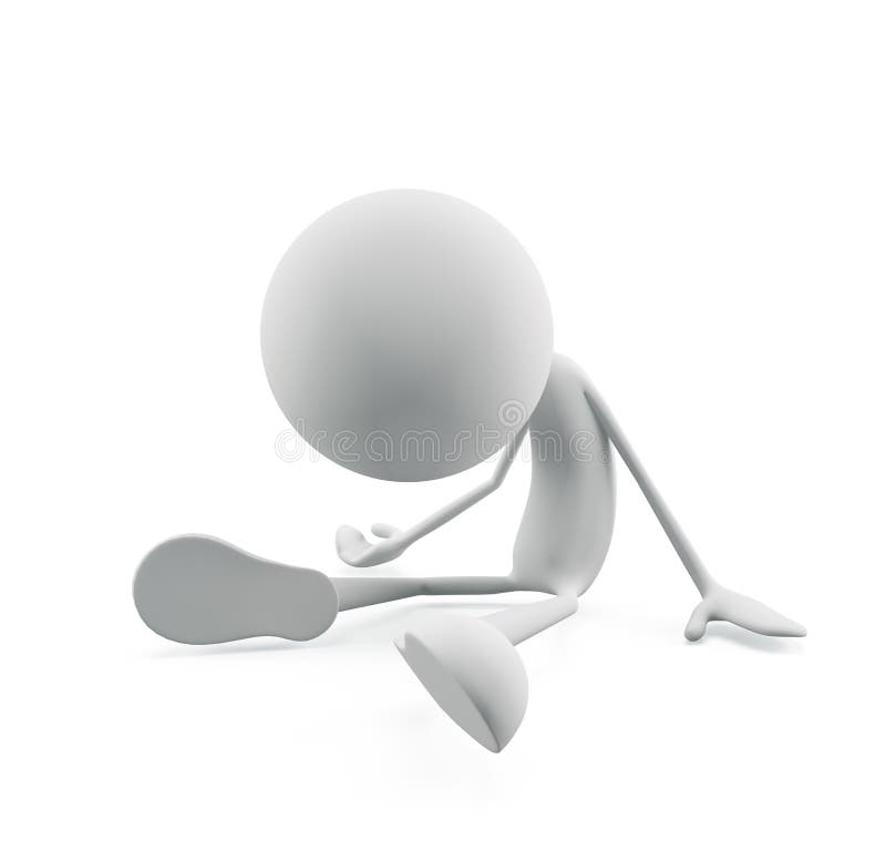 White Character with Sad Pose Stock Illustration - Illustration of pose ...