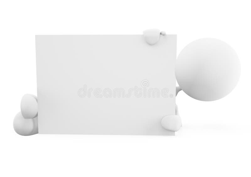 White Character with Sign Board Stock Illustration - Illustration of ...