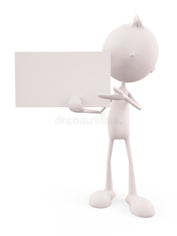 White Character with Signboard Stock Illustration - Illustration of ...