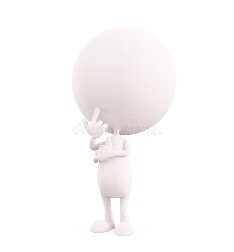 White Character with Thinking Pose Stock Illustration - Illustration of ...