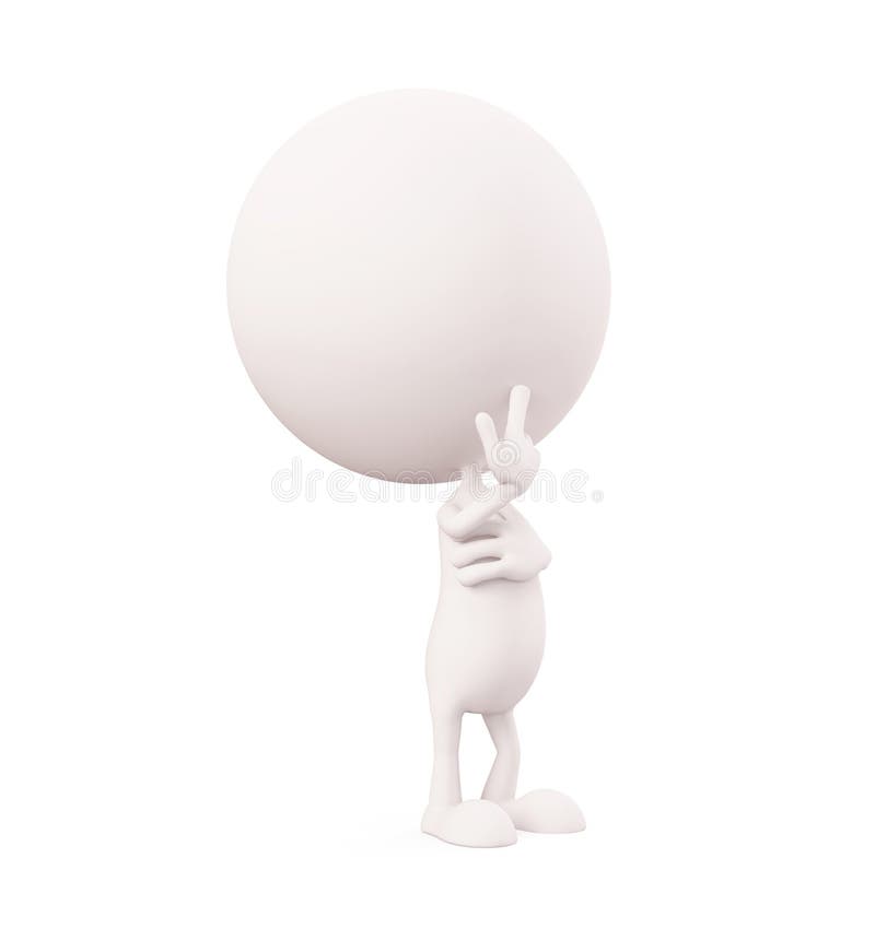 White Character with Thinking Pose Stock Illustration - Illustration of ...