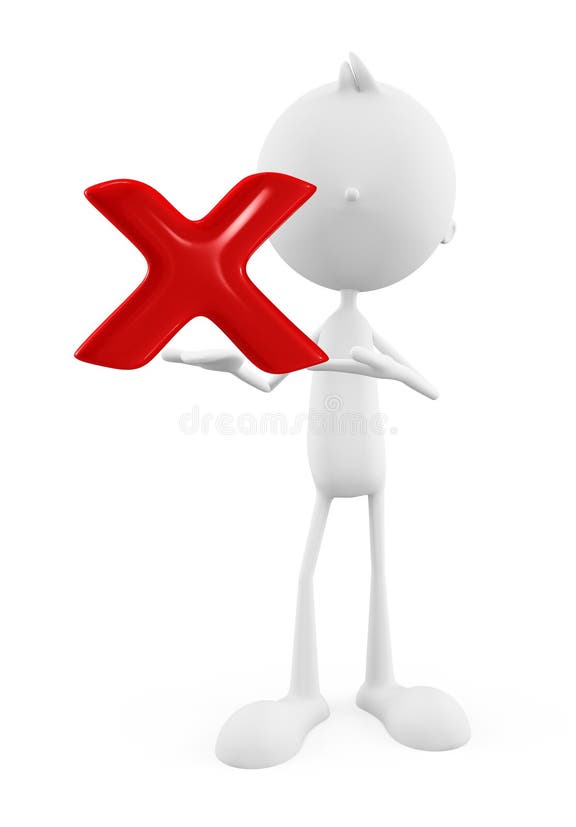 White Character with Wrong Sign Stock Illustration - Illustration of ...