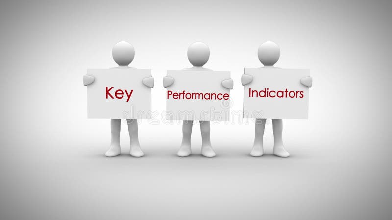 White Characters Showing Signs Saying Key Performance Indicators Stock ...