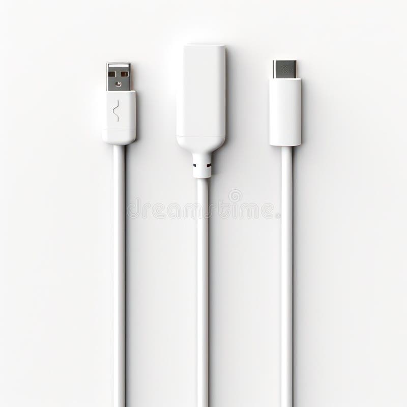 White Charge Cable Isolated on White Created with Generative AI ...
