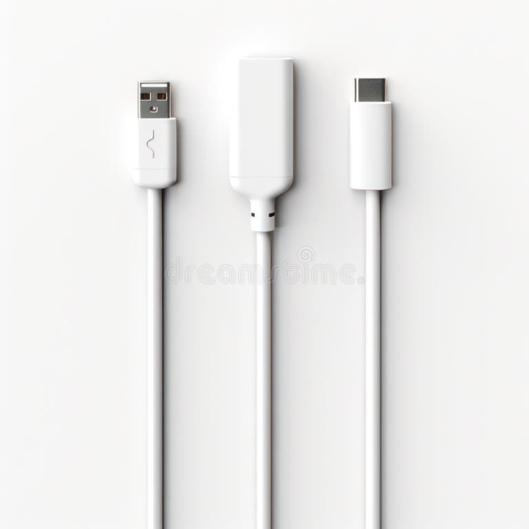 White Charge Cable Isolated on White Created with Generative AI ...