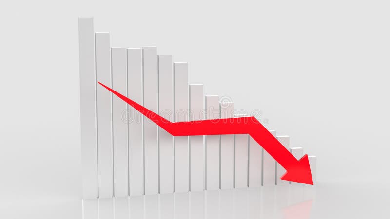 The White Chart and Red Arrow Down for Business Concept 3d Rendering ...