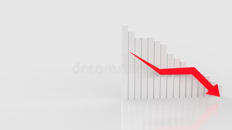 The White Chart and Red Arrow Down for Business Concept 3d Rendering ...