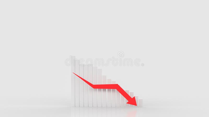 The White Chart and Red Arrow Down for Business Concept 3d Rendering ...