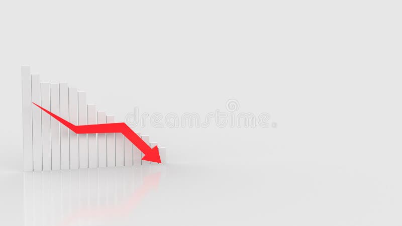 The White Chart and Red Arrow Down for Business Concept 3d Rendering ...