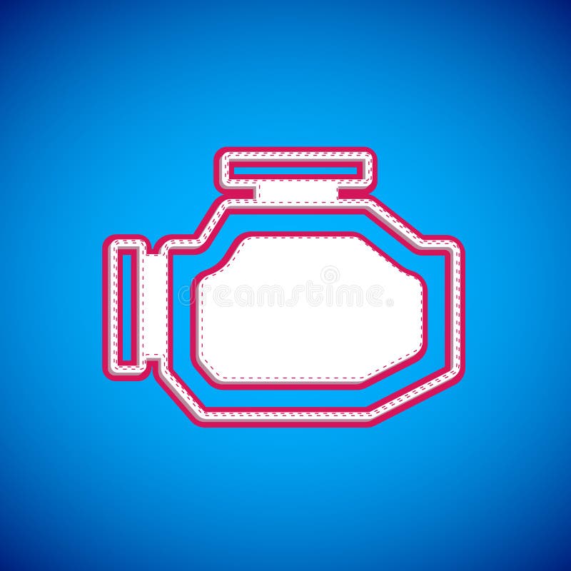 White Check Engine Icon Isolated on Blue Background. Vector Stock ...
