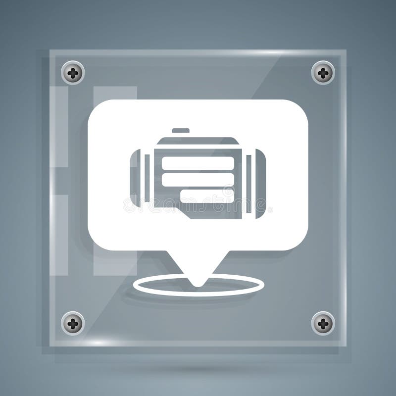 White Check Engine Icon Isolated on Grey Background. Square Glass ...