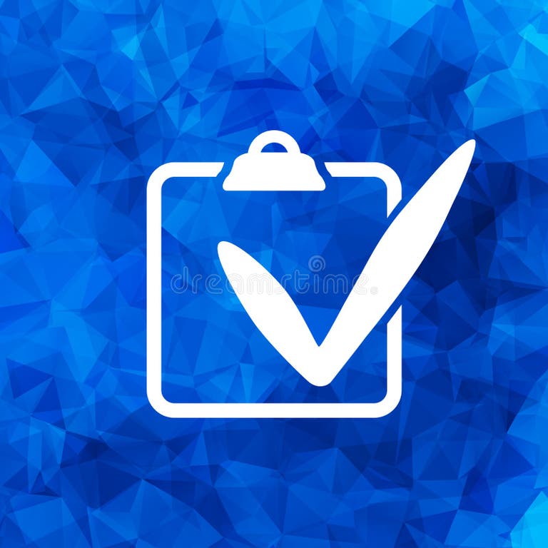 White Check List Icon on a Blue Background Stock Vector - Illustration ...