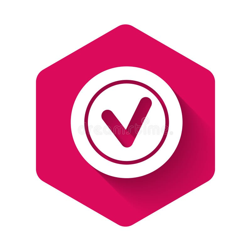White Check Mark in Round Icon Isolated with Long Shadow. Check List ...