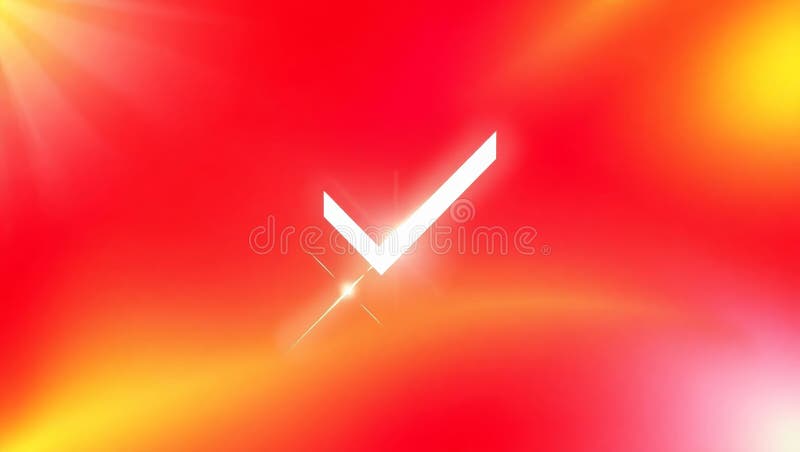 White Check Mark Symbol on Red and Orange Gradient Background Stock ...