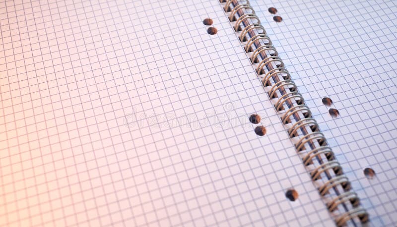 White Checkered Sheet of Paper Closeup with Side Spring Stock Image ...