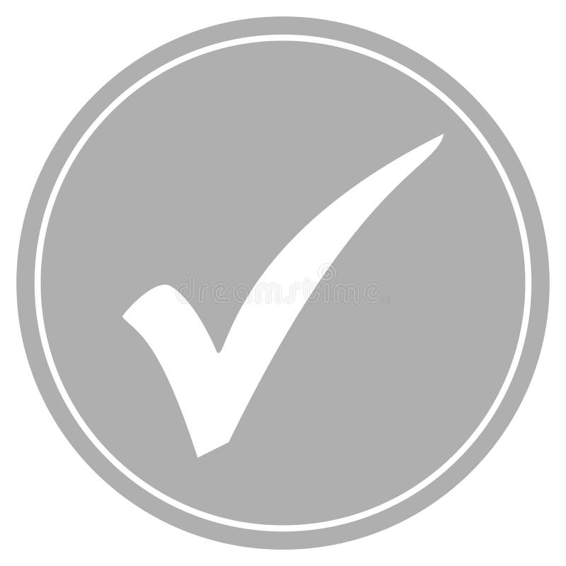 White Checkmark Icon on Grey Round Button Stock Illustration ...
