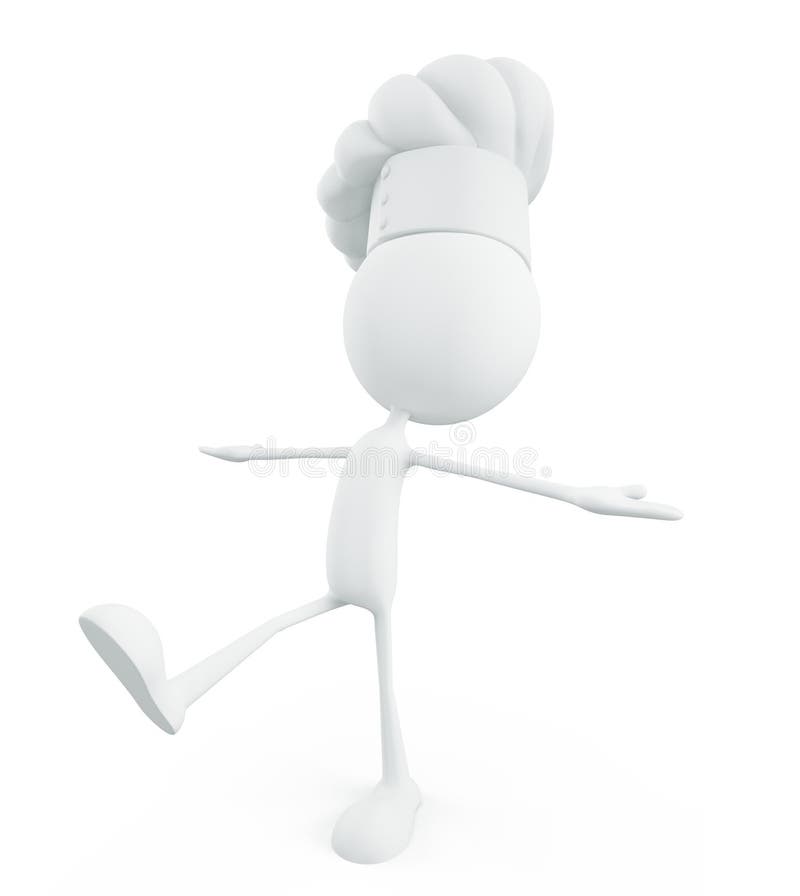 White Chef Character with Balance Pose Stock Illustration ...