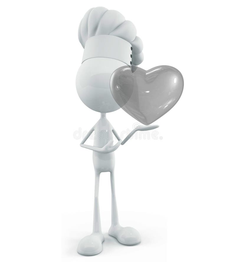 White chef with red heart stock illustration. Illustration of affection ...
