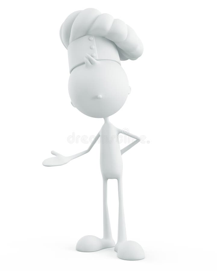 White Chef Character with Presentation Sign Stock Illustration ...