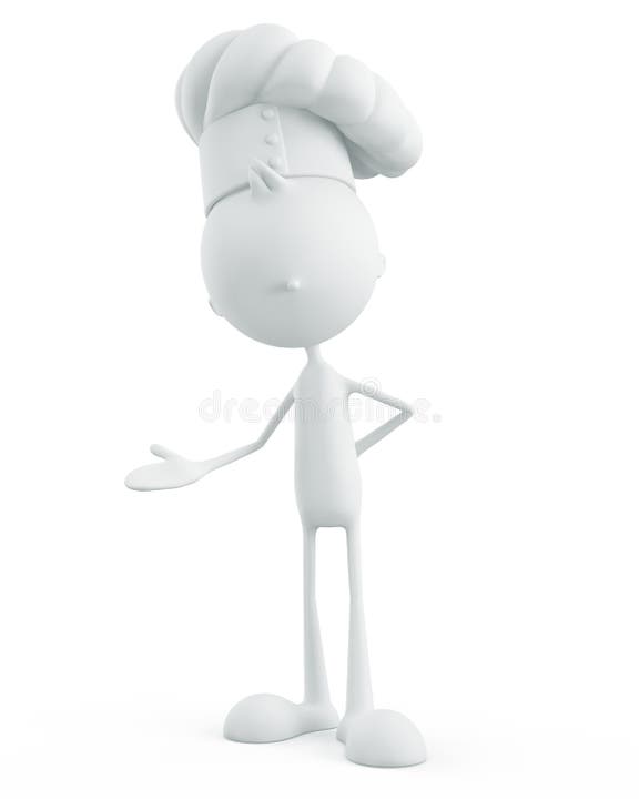 White Chef Character with Presentation Sign Stock Illustration ...