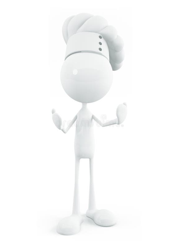 White Chef Character with Presenting Pose Stock Illustration ...