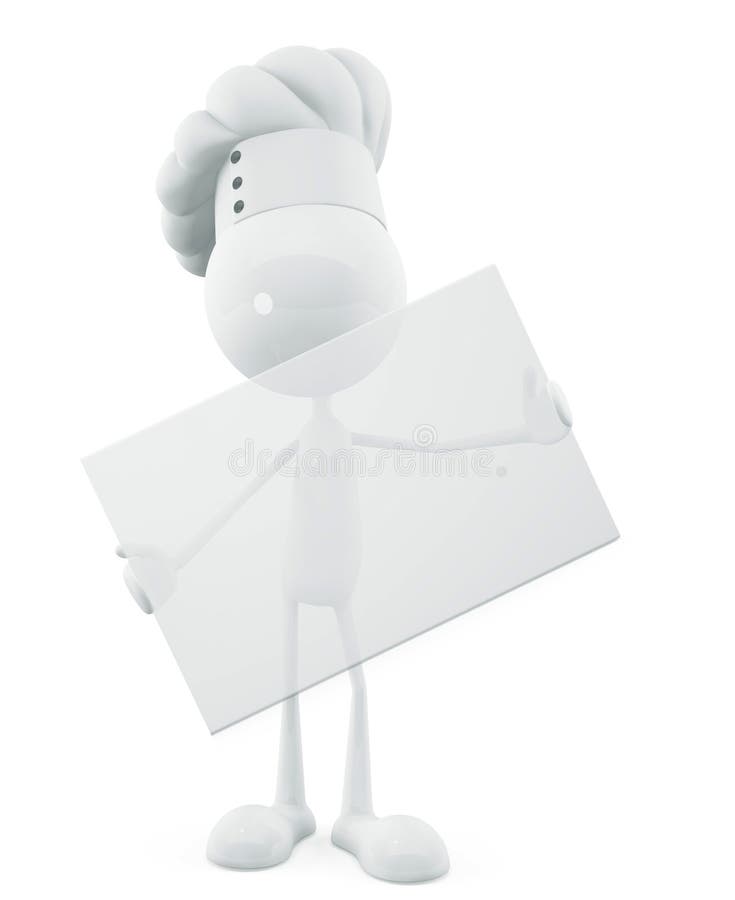 White Chef Character with Sign Board Stock Illustration - Illustration ...