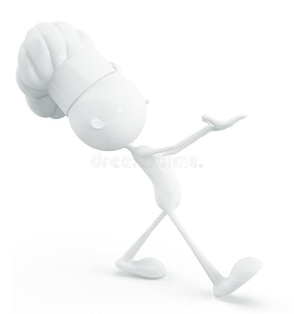 White Chef Character with Walking Pose Stock Illustration ...