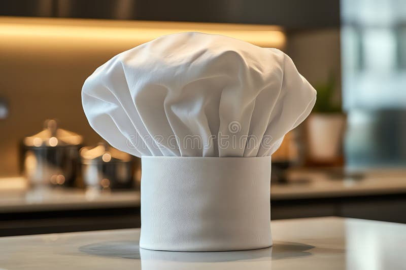 White Chef Hat on Kitchen Countertop Stock Illustration - Illustration ...