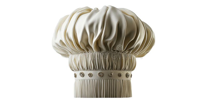 White Chef Hat with Pleats and Decorative Band Isolated on Transparent ...