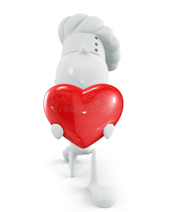 White chef with red heart stock illustration. Illustration of affection ...