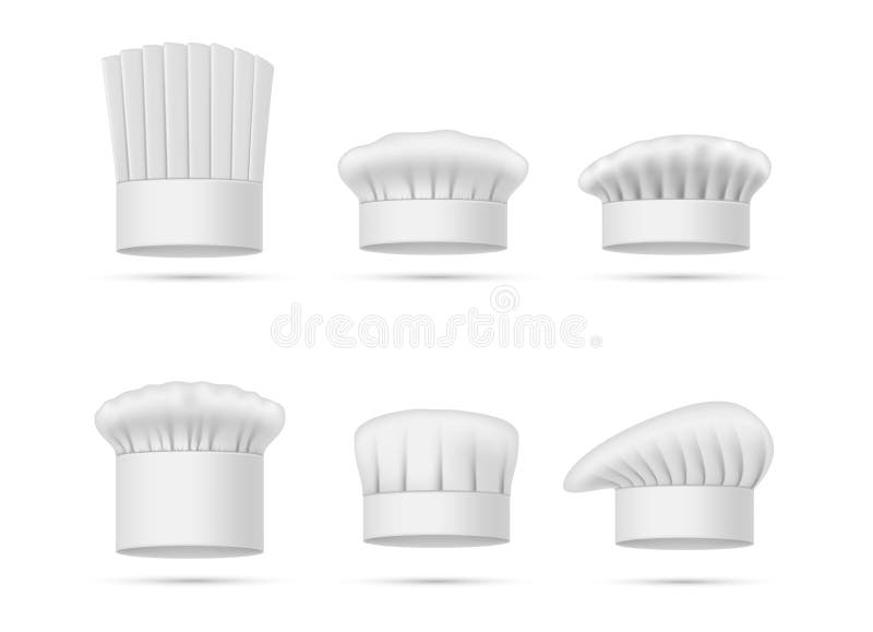 White Chef S Hat Different Shape Set Realistic Vector Illustration ...