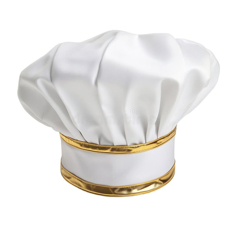 White Chefs Hat Gold Trim Culinary Professional Cooking Uniform Stock ...