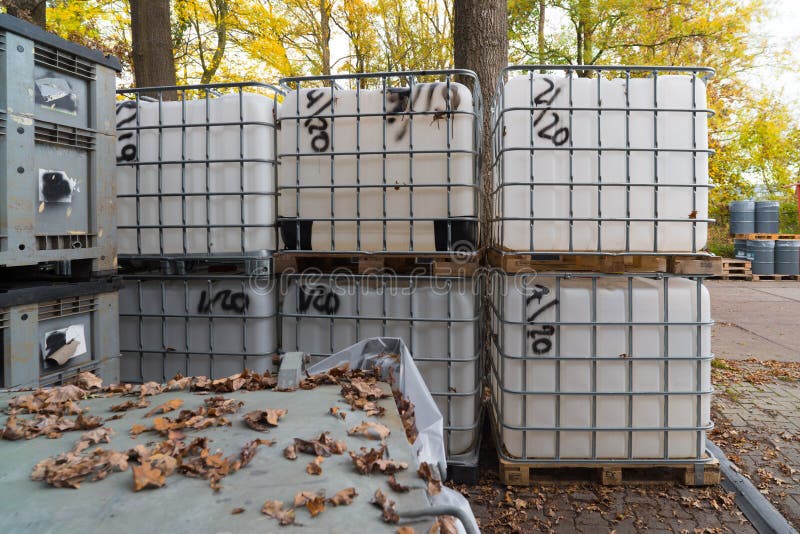 White chemical containers stock photo. Image of environment - 202565728