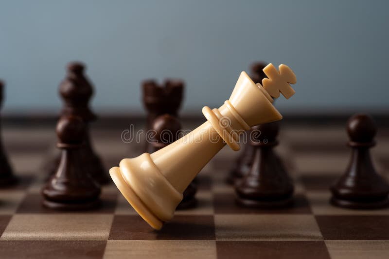 White Chess King Falling on Chess Board Concept of Failing Stock Photo ...