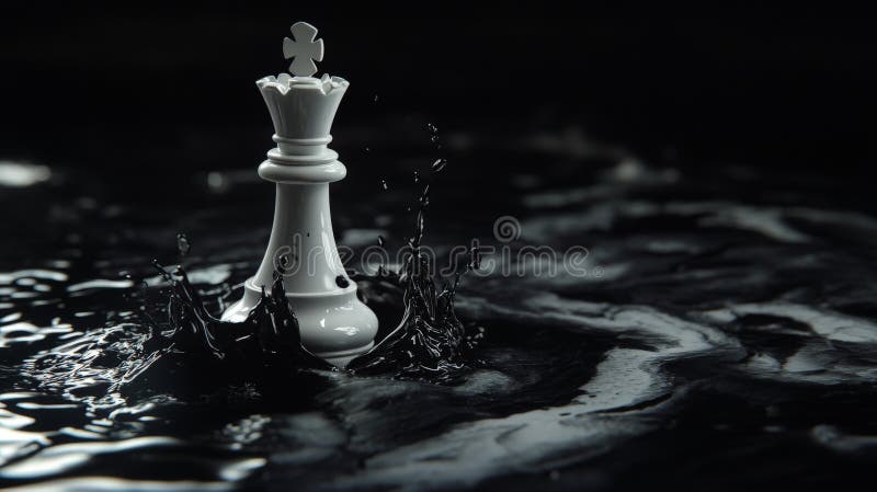 White Chess King Splashing into Dark Liquid, Water Splash Concept Stock ...