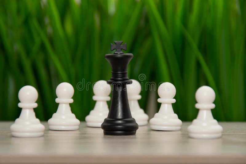 A White Chess King Stands in Front of a Black One and an Army of Black ...