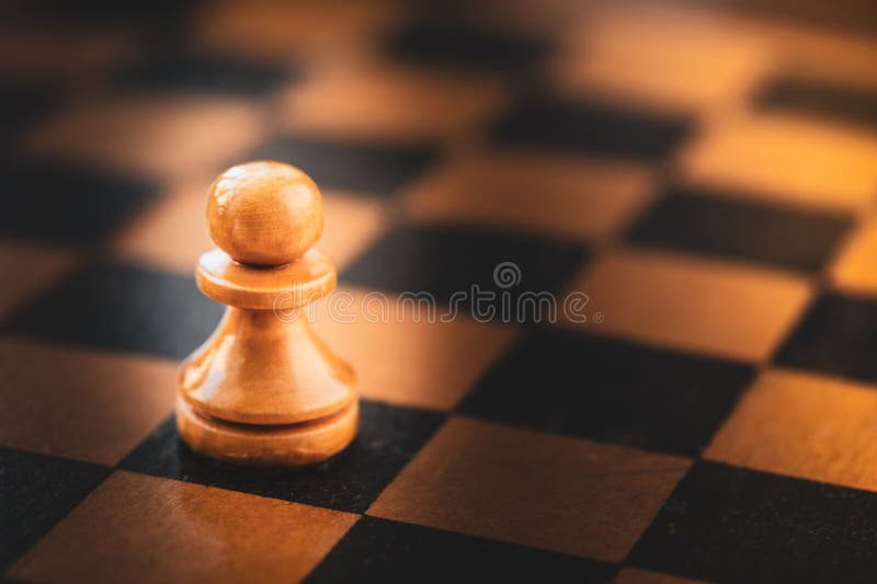 White Chess Pawn Standing on Chessboard Stock Image - Image of wood ...