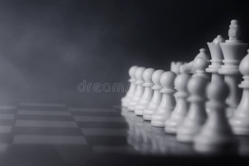 White Chess Pieces on Chess Board Stock Photo - Image of intelligence ...