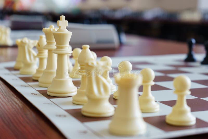 White And Black Chess Figures On Board. Chess Game Position. Black And ...