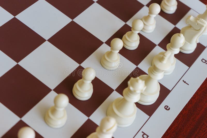 White Chess Pieces on the Starting Position. Stock Photo - Image of ...