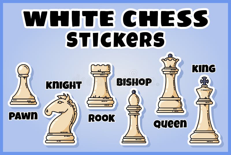 White Chess Pieces Stickers Collection. Set of Chess Labels Stock ...