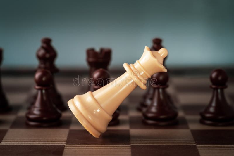 White Chess Queen Falling on Chess Board Concept of Failing Stock Photo ...