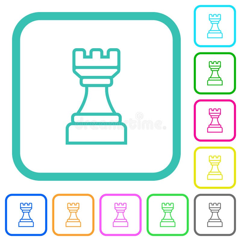 White Chess Rook Vivid Colored Flat Icons Stock Vector - Illustration ...
