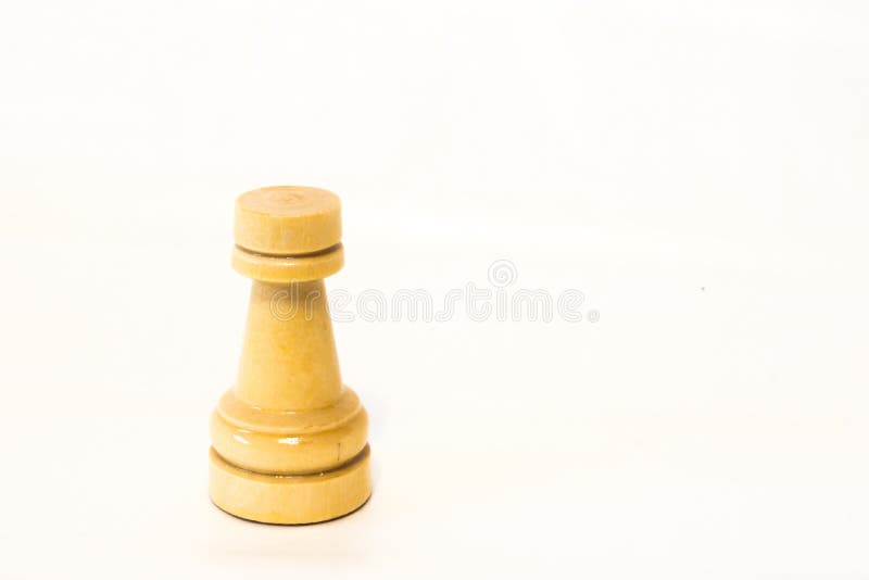 The White Chess Rook of Woodon the White Background Stock Photo - Image ...